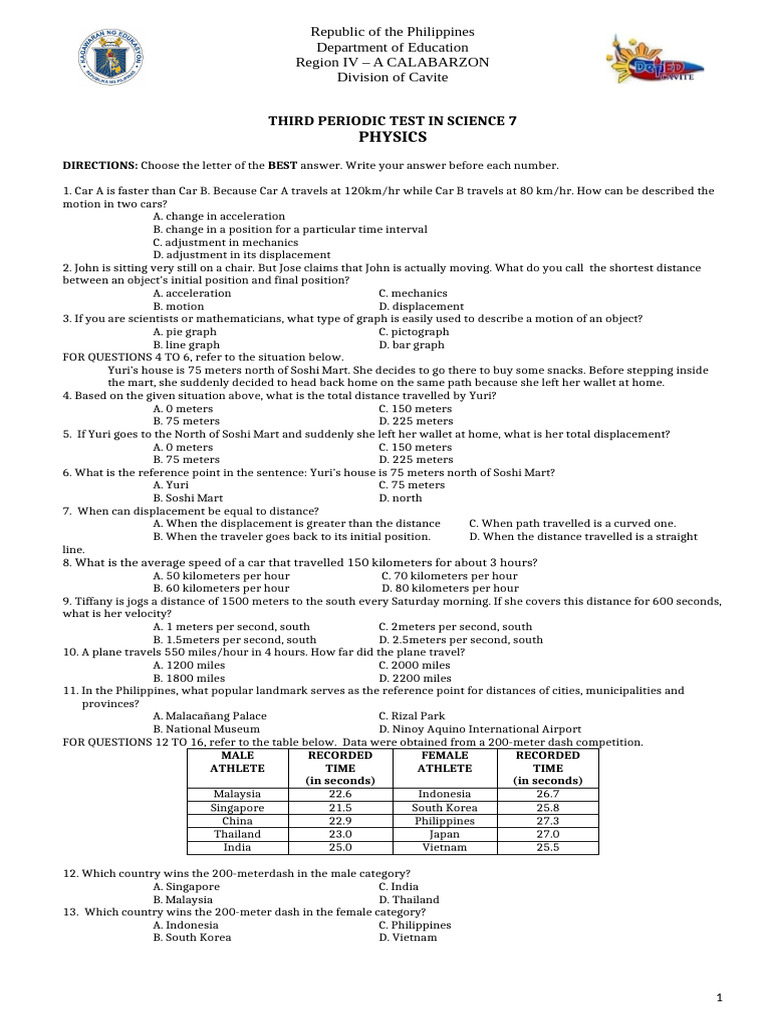 Grade 7 science examination | PDF | Waves | Frequency