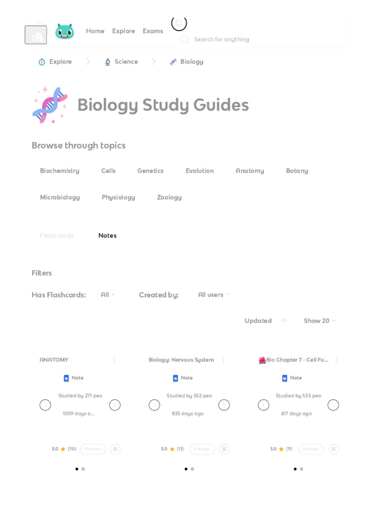 Biology Study Guides - Notes - Knowt | PDF | Biology | Zoology