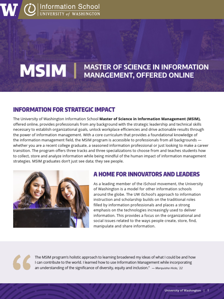 Uw Msim Online Program Brochure Feb 2024 | PDF | Data Warehouse | Data Science