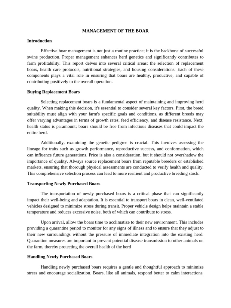 Management_Of_boar2 | PDF | Wild Boar | Selective Breeding