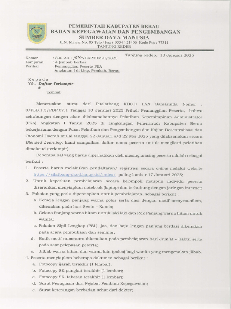 Jadwal PKA Blended Learning 2025 | PDF