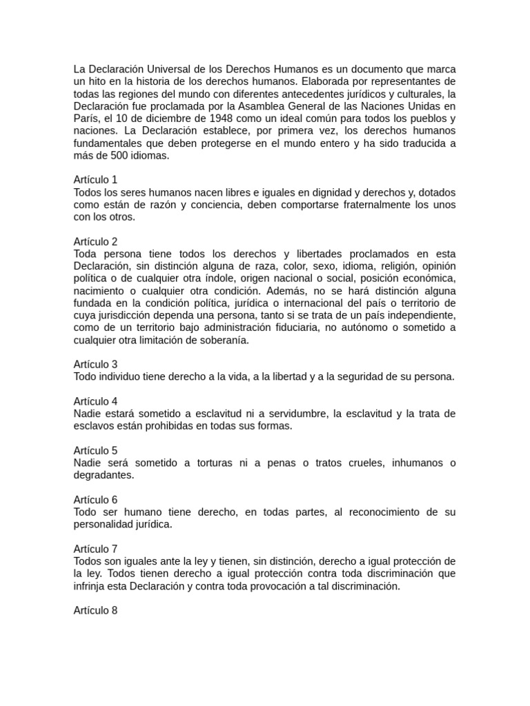 Derechos Humanos: Declaración de la ONU | PDF | Derechos humanos | Justicia