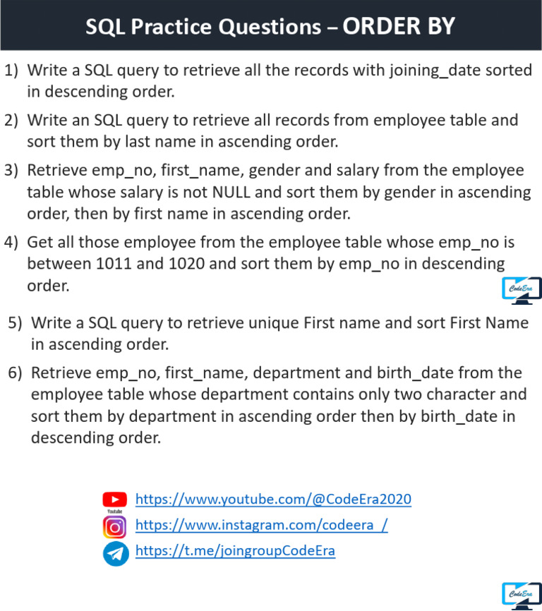 ORDER by Questions | PDF