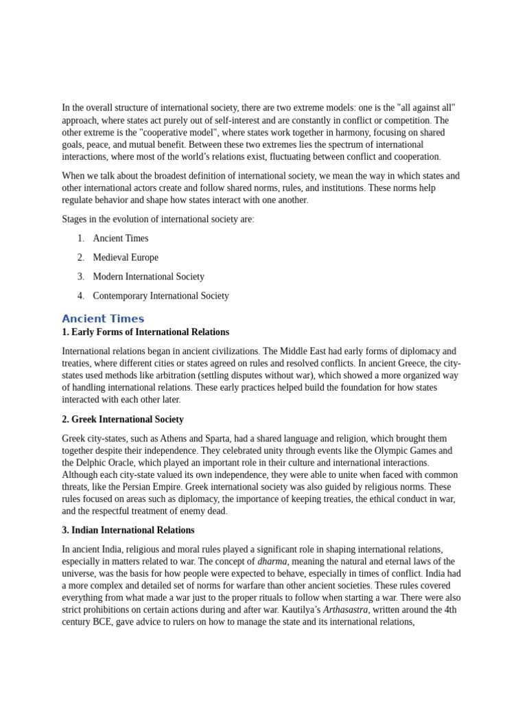 Evolution of International Society Models | PDF | International ...