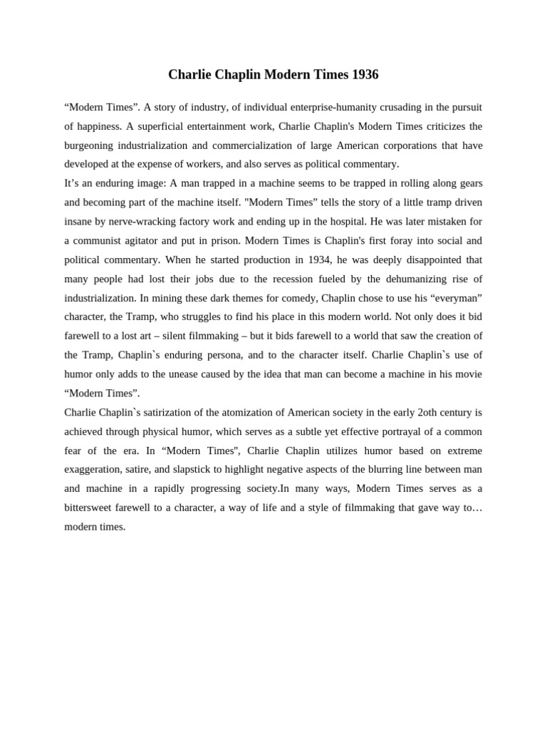 Charlie Chaplin Modern Times | PDF