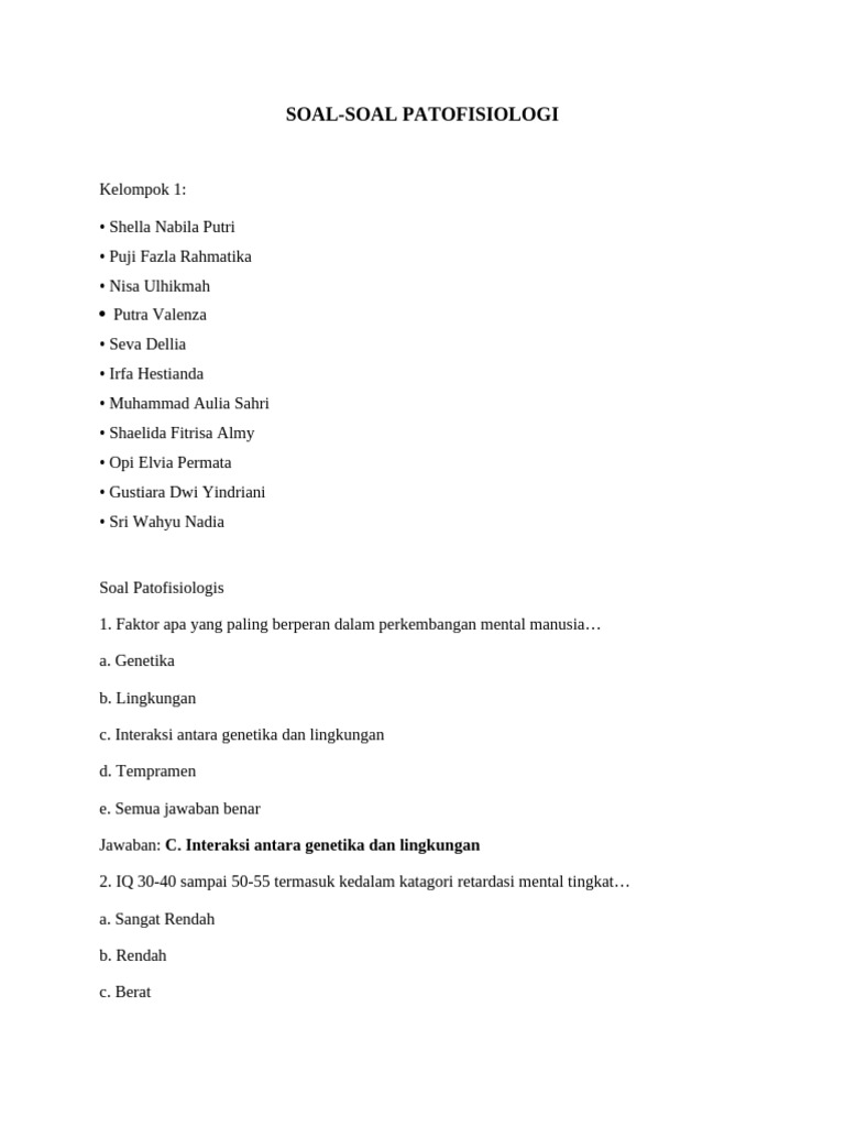 SOAL PatofiSiologi (Buk Rita) | PDF
