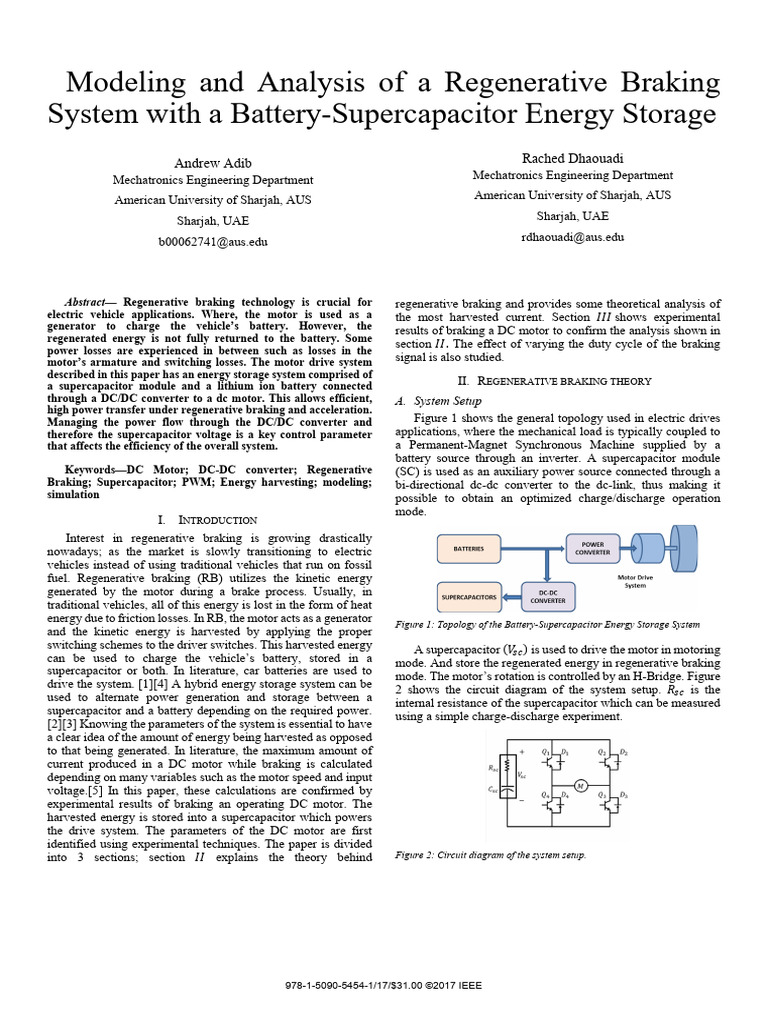 Regenerative Braking System Analysis | PDF | Electric Motor | Capacitor