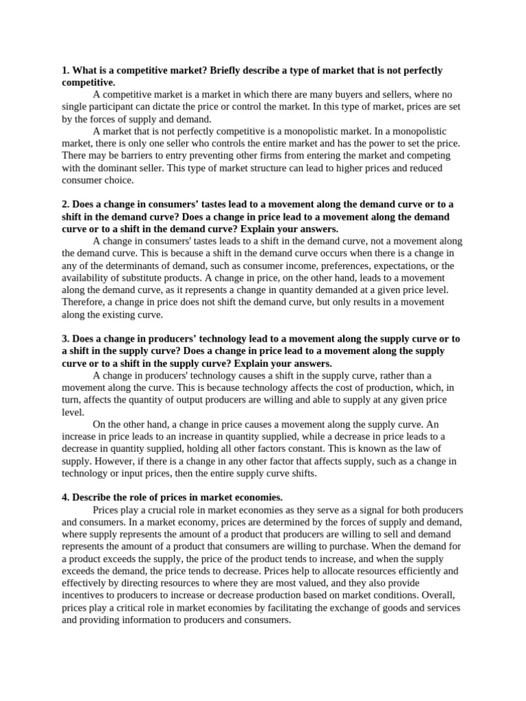 Homework 2 - How markets work | PDF | Elasticity (Economics) | Demand