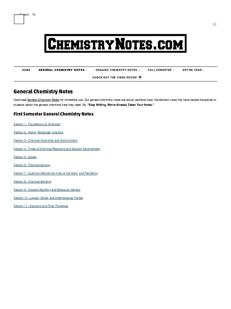 General Chemistry Notes | PDF | Chemistry | Chemical Bond