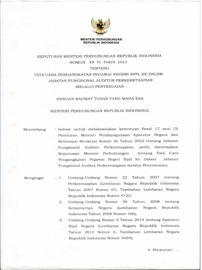 KM PHB 91 - 2023 TTG Tata Cara Inpassing Auditor KA | PDF