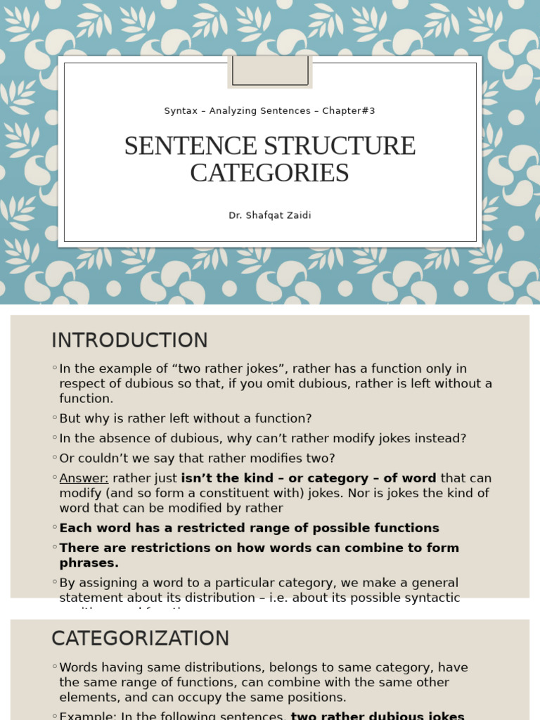 Understanding Sentence Structure | PDF | Noun | Phrase