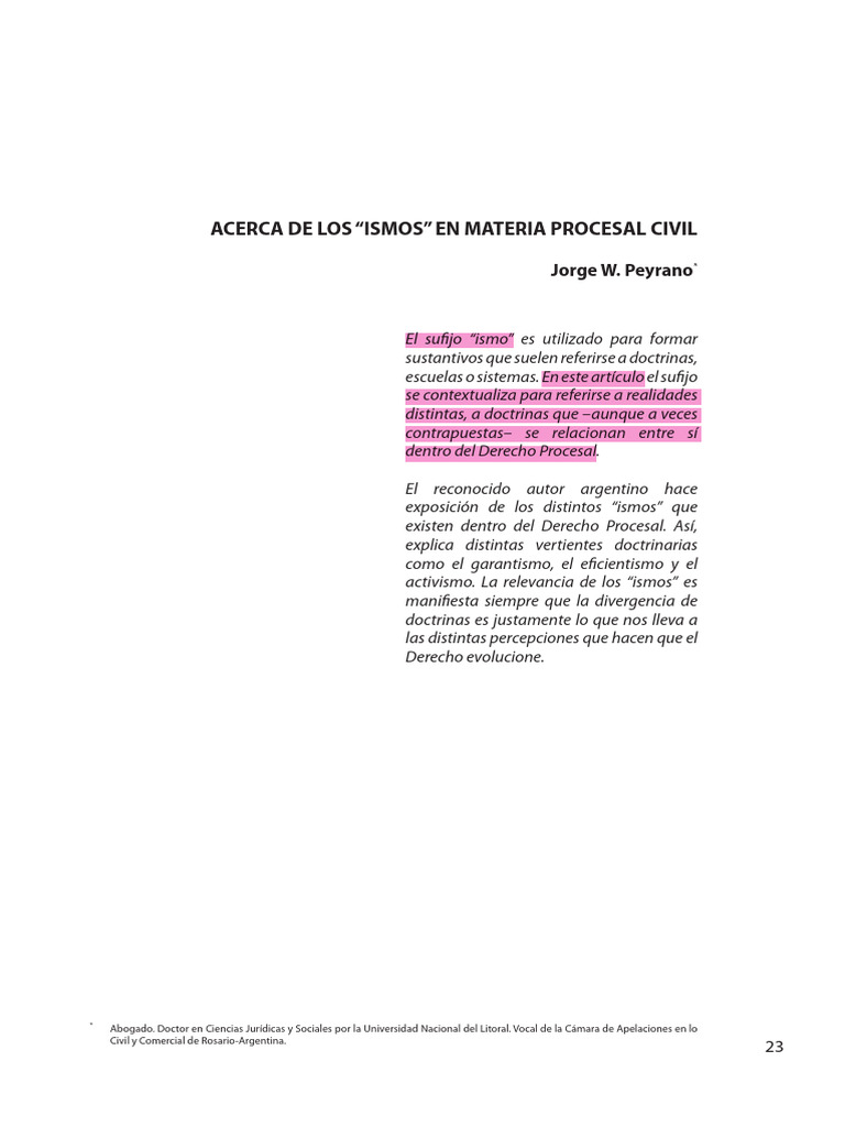 LOS ISMOS EN EL PROCESO CIVIL JORGE PEYRANO RESALTADO | PDF | Ley procesal | Juez
