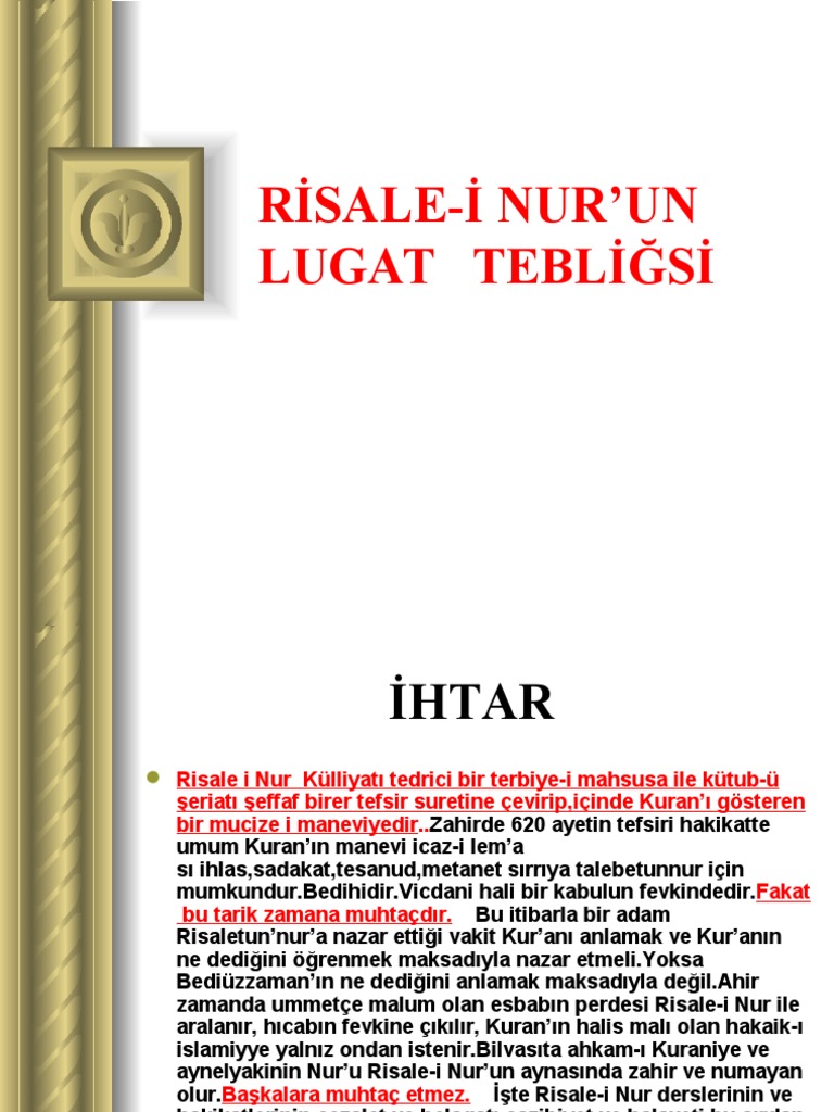 rİsale-İ Nur'un Lugat S | PDF