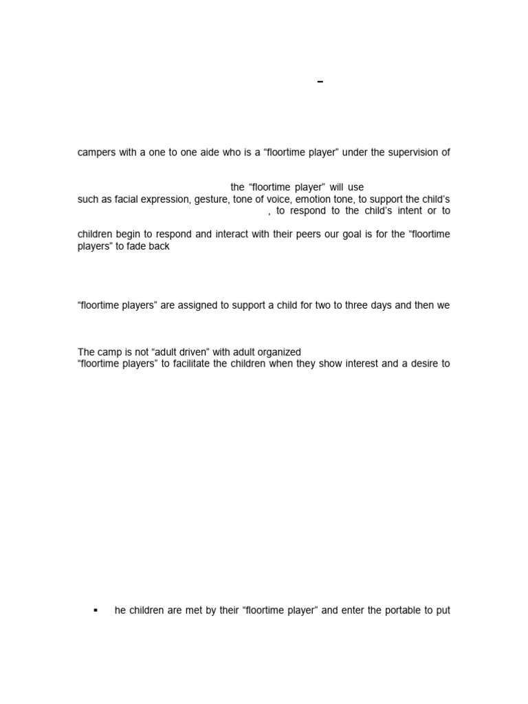 2017 Description of DIR Floortime Summer Camp | PDF | Childhood | Human ...