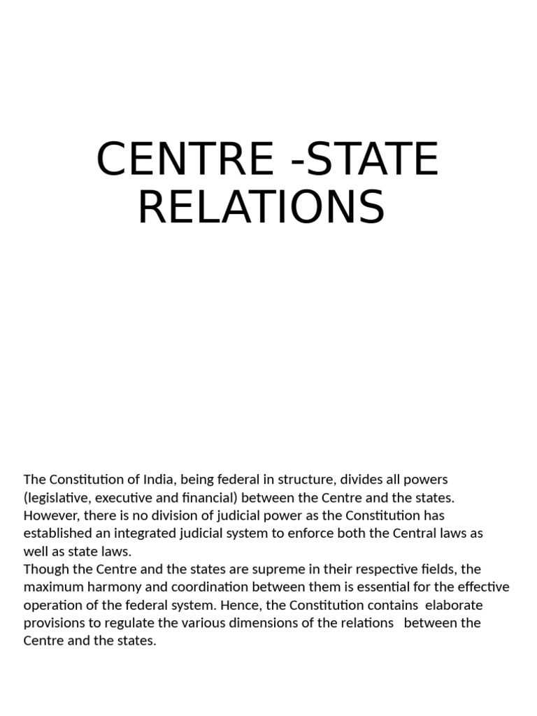 CENTRE - STATE Relations | PDF | Taxes | Treaty