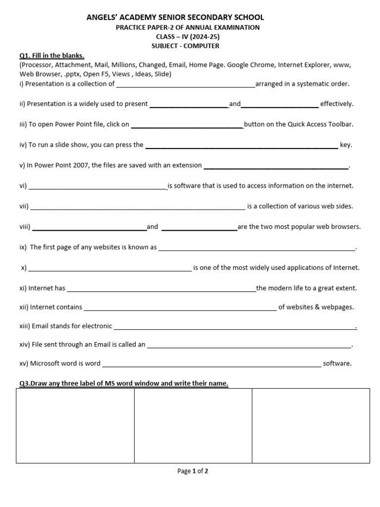 CLS-4 (2) PRACTICE SHEET TERM-2 | PDF
