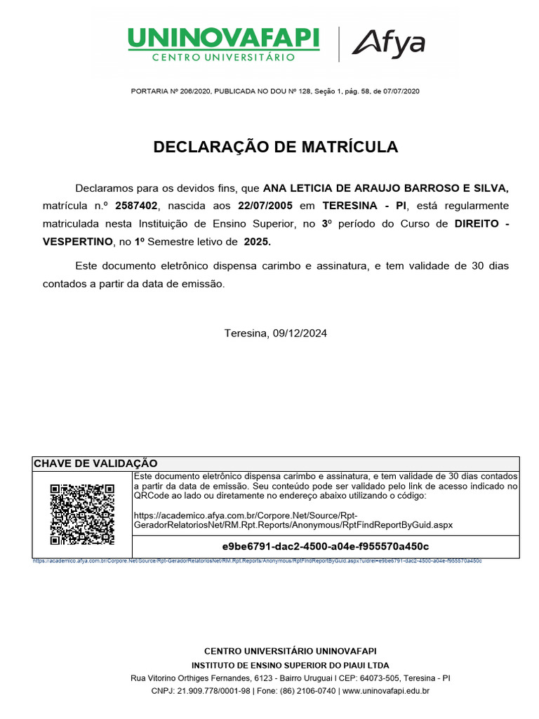 De Clara Cao Matric Ula | PDF