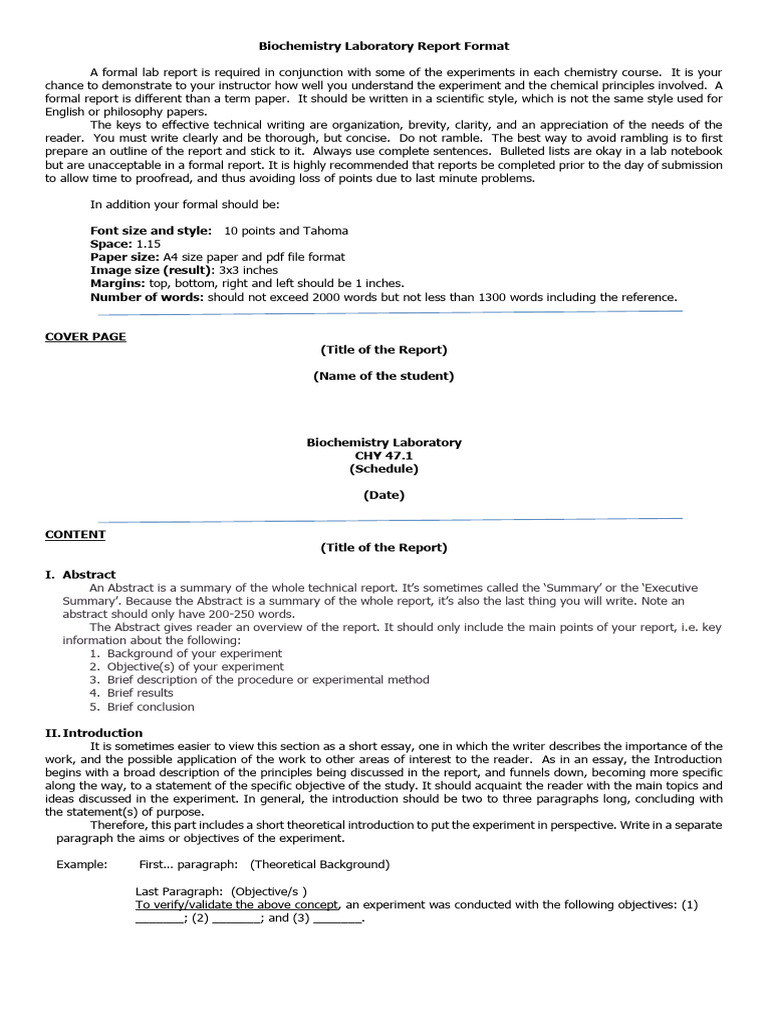 CHY 47.1 1stsem Formal Report SY 2022 2023 | PDF | Abstract (Summary) | Experiment