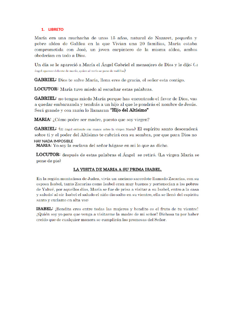 Libreto: Hay Nada Imposible | PDF