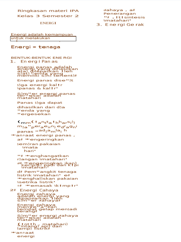 PDF Ringkasan Materi Ipa Kelas 3 Semester 2 Energi - Compress | PDF
