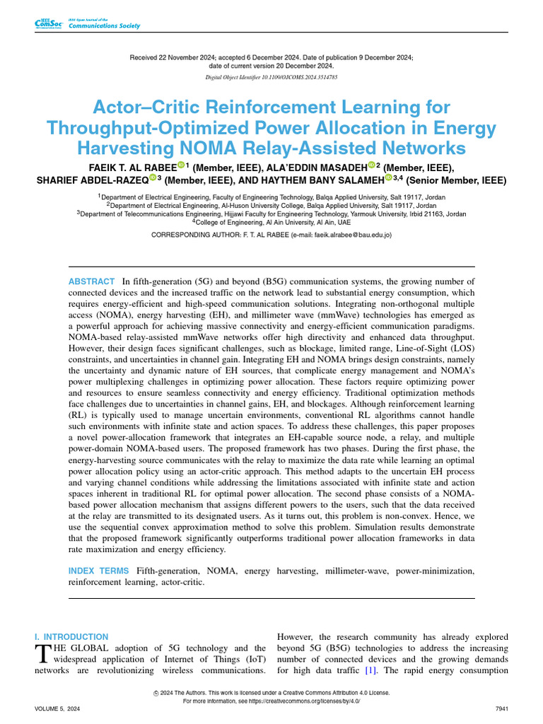 ActorCritic Reinforcement Learning For Throughput-Optimized Power Allocation in Energy ...