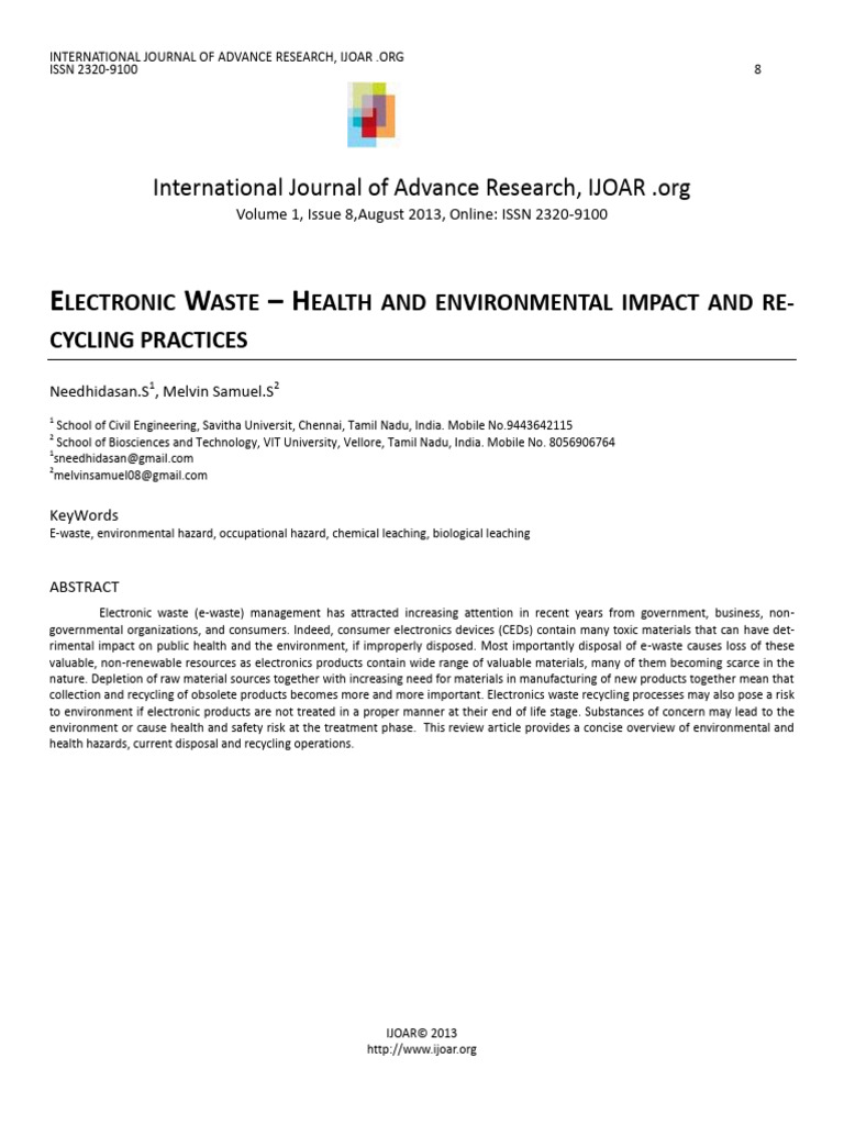 E-Waste: Health Risks & Recycling Insights | PDF | Electronic Waste ...