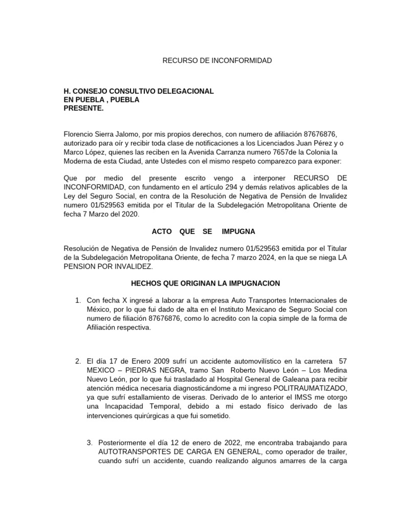 Recurso de Inconformidad Imss | PDF