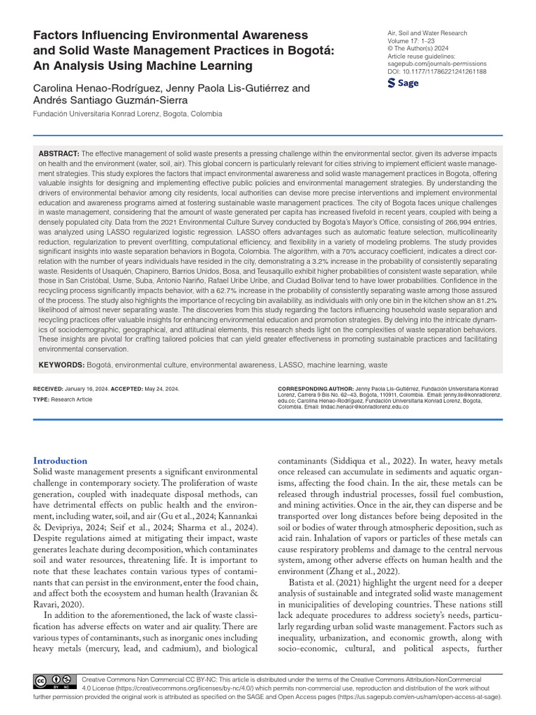 Factors Influencing Waste Management in Bogotá | PDF | Logistic ...