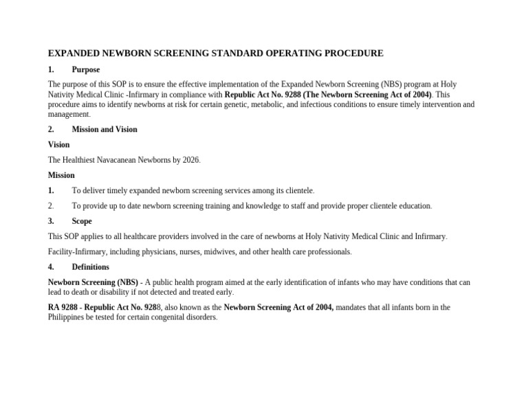 Expanded POlicy on Newborn Screening- sample | PDF