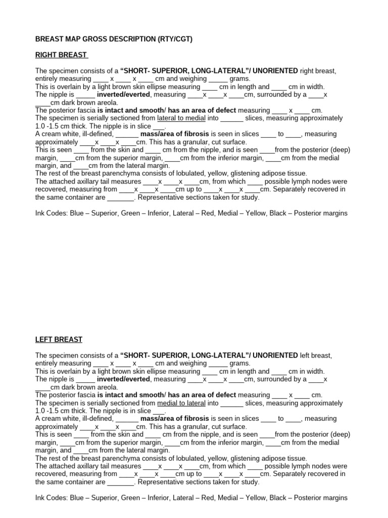 Detailed Breast Specimen Analysis | PDF | Breast | Nipple
