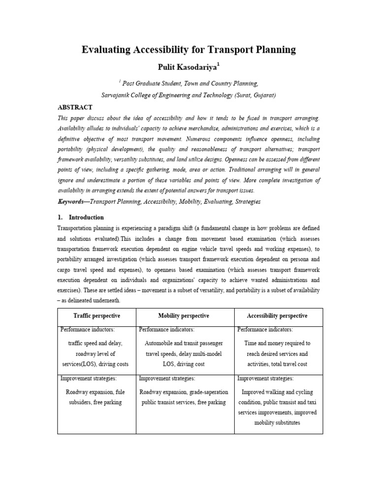 Evaluating Accessibility for Transport Planning I Pulit Kasodariya ...