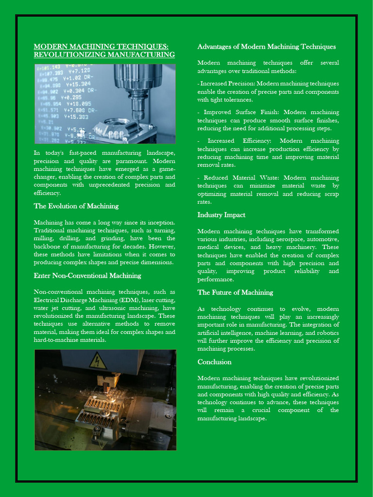 MODERN MACHINING TECHNIQUES REVOLUTIONIZING MANUFACTURING | PDF ...