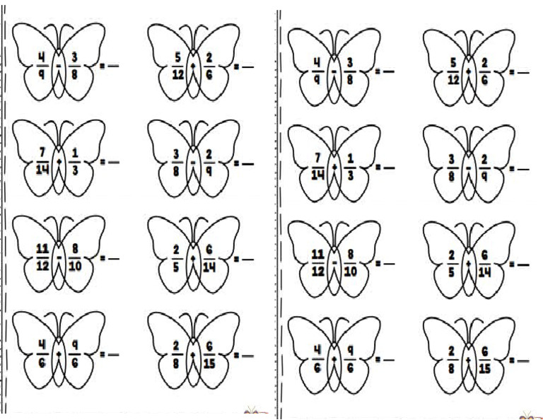 Suma y Resta de Fracciones Mariposa | PDF