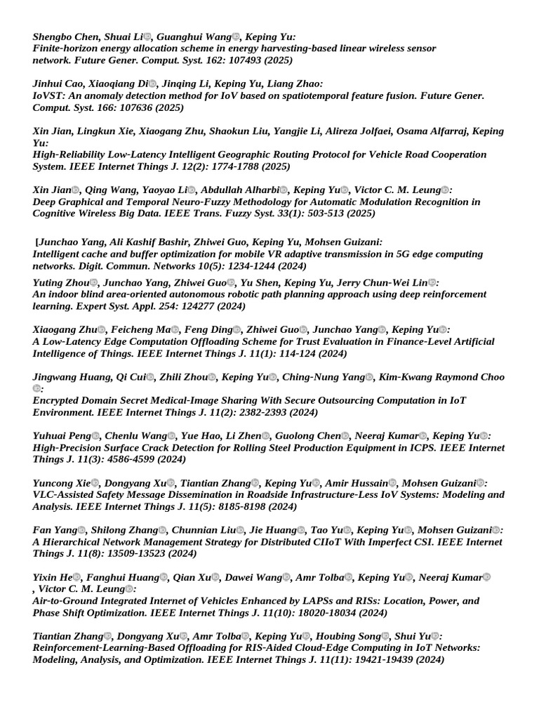 Keping Yu's 2024-2025 Research Publications | PDF | Internet Of Things ...