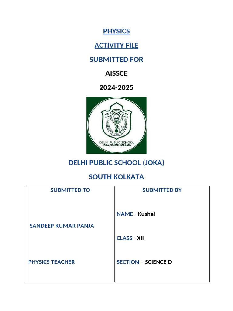 Physics Activity | PDF