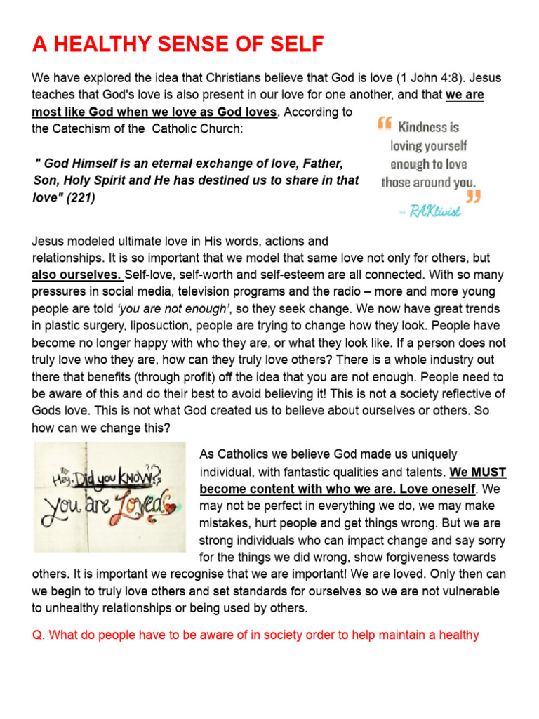 Healthy Sense of Self | PDF | Love | Self Esteem