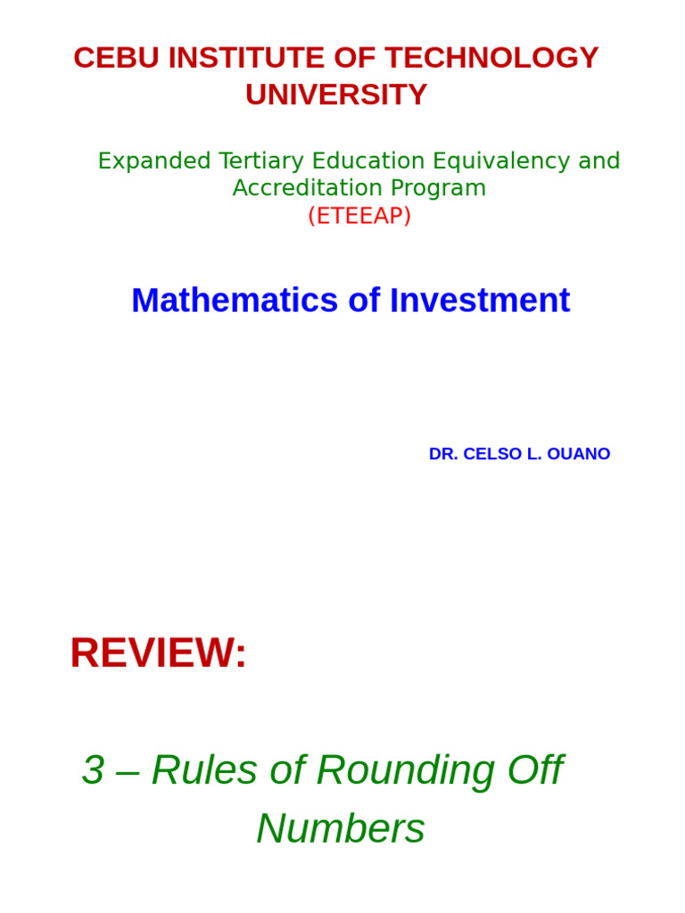 Mathematics of Investment | PDF | Interest | Present Value