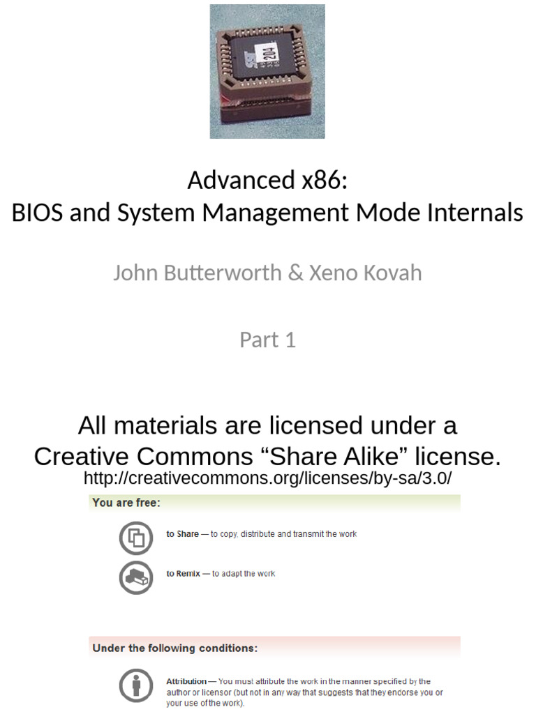 Advanced x86 - BIOS and SMM Internals Part 1 | PDF | Booting | Bios Advanced x86 - BIOS and SMM Internals Part 1 | PDF | Booting | Bios