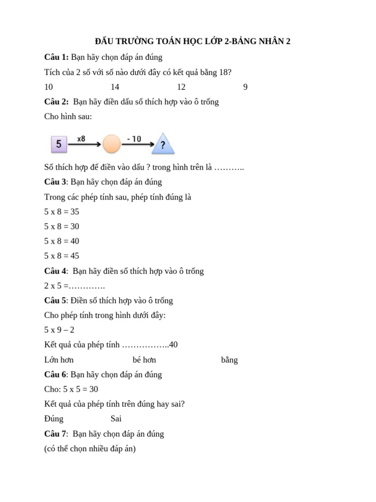 Toán 2 - B NG Nhân 2 | PDF
