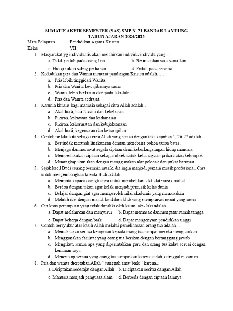 Soal Akhir Sumatif VII | PDF