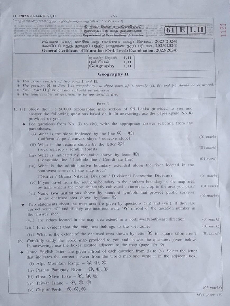 2024 O/L Geography Past Papers Collection | PDF