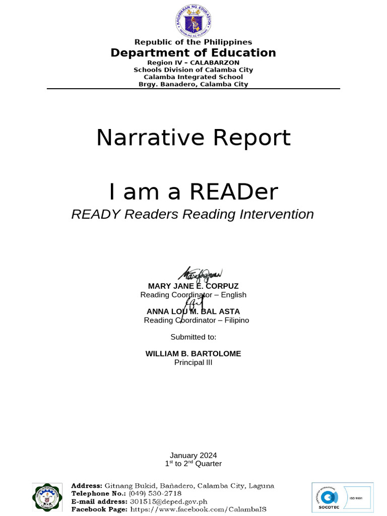 Narrative Report - ReadingIntervention23-24 | PDF | Literacy | Learning ...