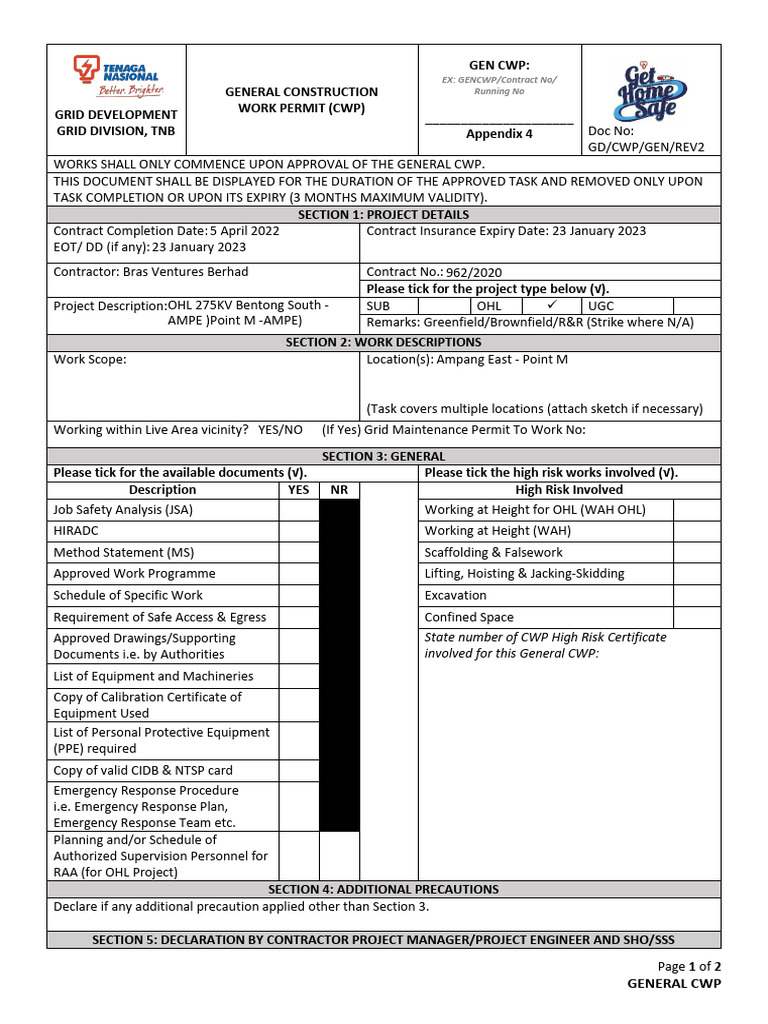 General Construction Work Permit Guide | PDF | Occupational Safety And ...