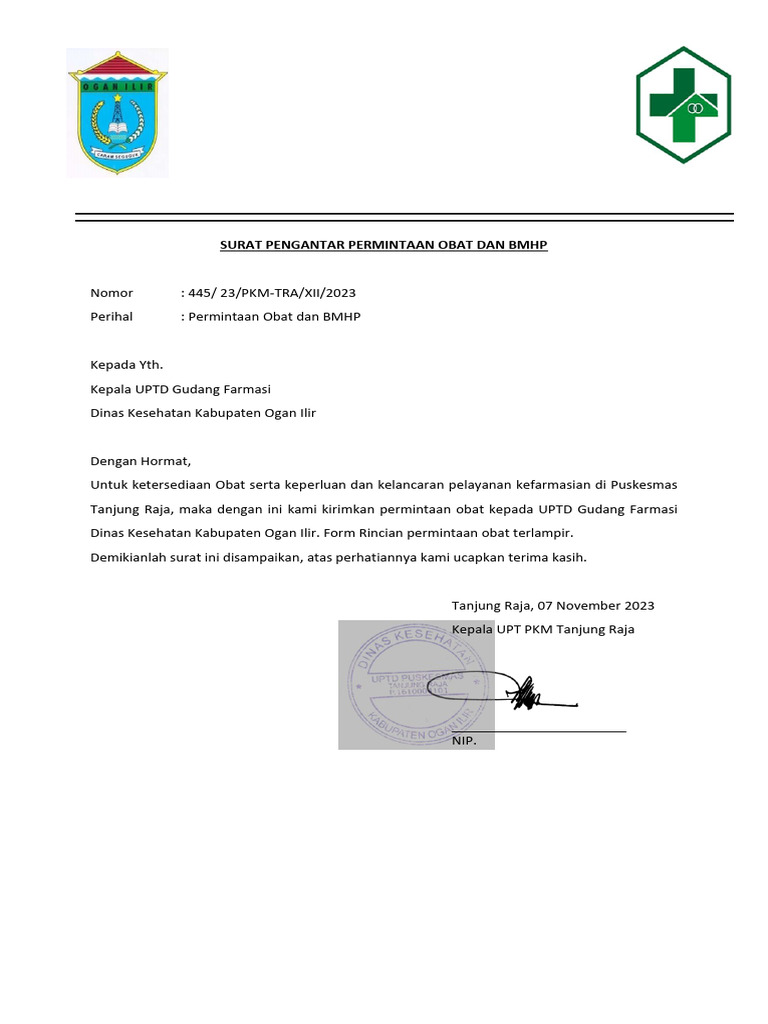 Surat - Pengantar - Permintaan - Obat - Dan - BMHP (Obat) | PDF