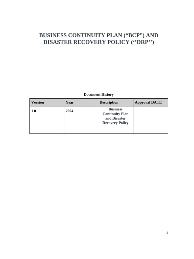 Business Continuity and Disaster Recovery Policy | PDF | Backup | Investing