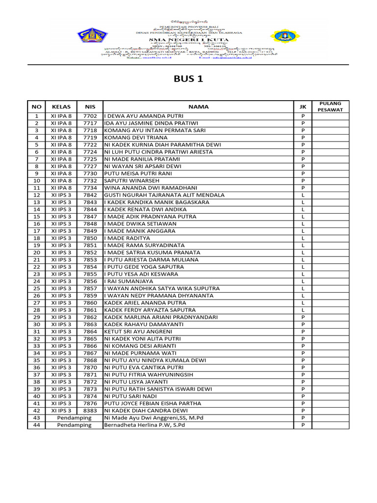 Pembagian Bus Study Kampus Oktober 2023 OK | PDF