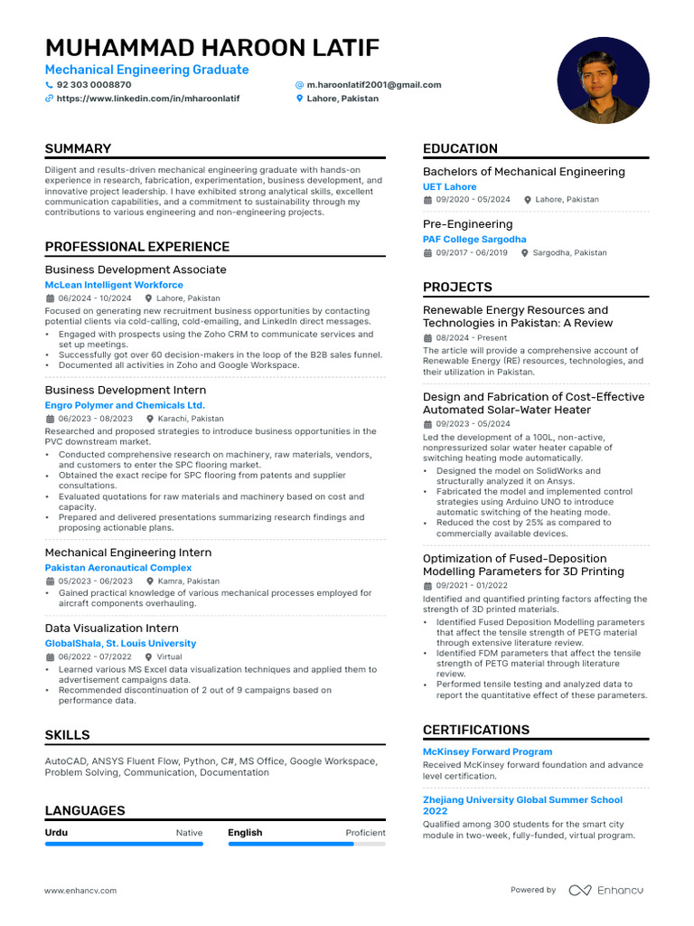 Haroon Latif - Resume (Oct 24) | PDF | 3 D Printing | Engineering