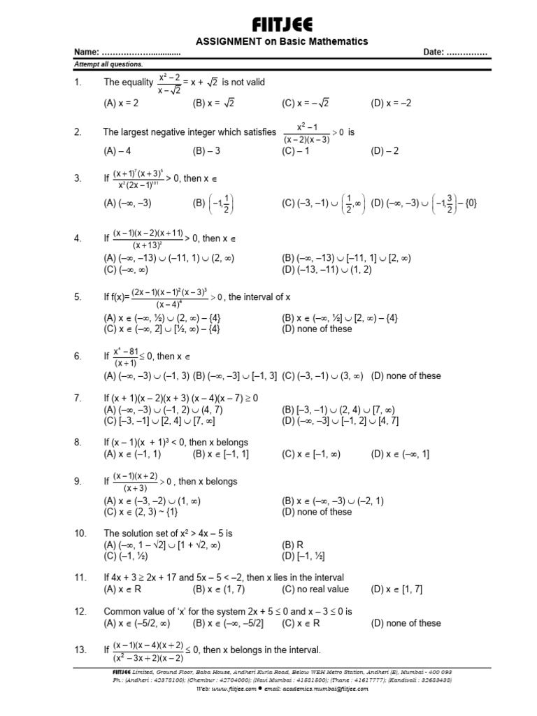 Assignment on Basic Mathematics | PDF | Mathematics | Mathematical Analysis