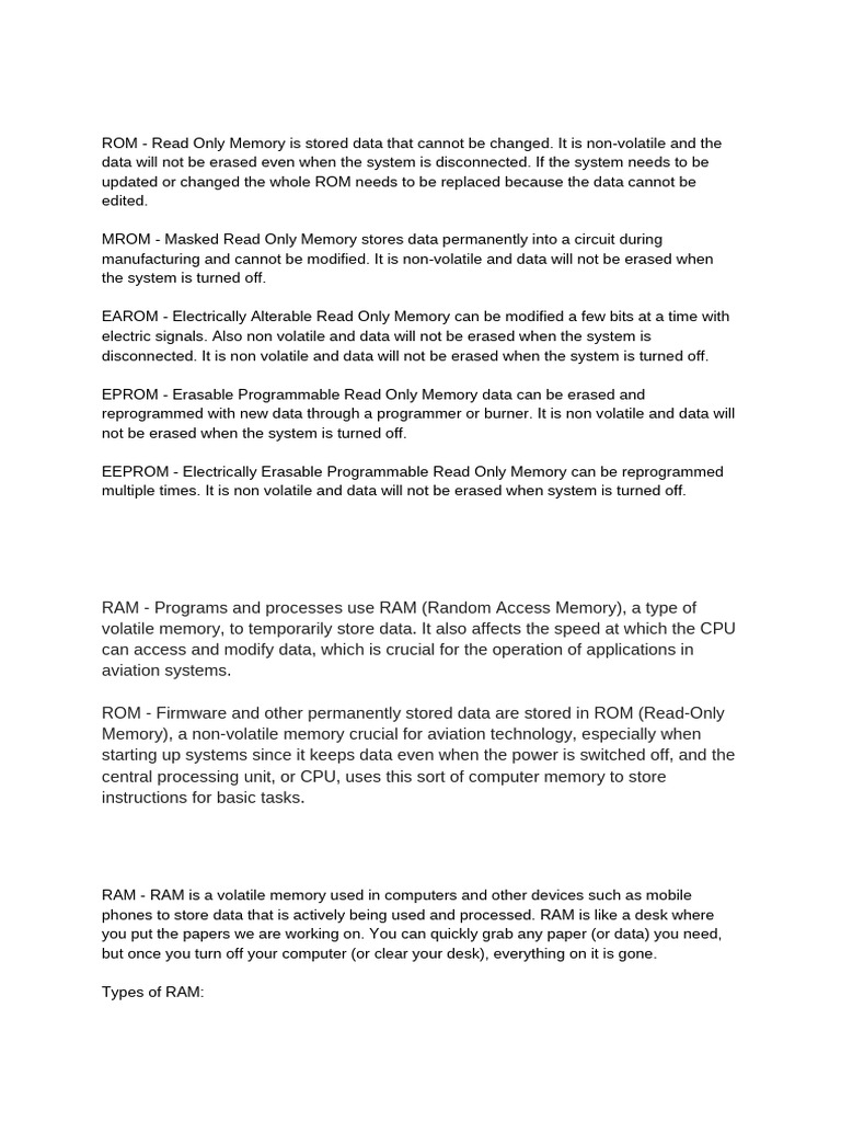 Aircraft Computers Group Assignment Handout | PDF | Random Access Memory | Read Only Memory