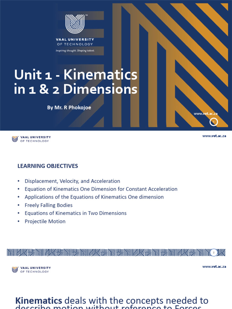 Unit 1 - Kinematics in 1 & 2 Dimensions | PDF | Acceleration | Velocity